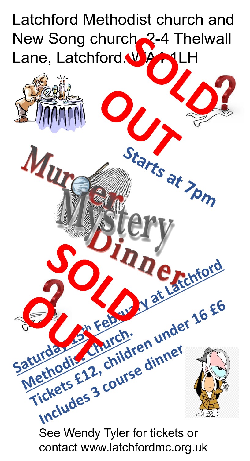 Murder Mystery Dinner – Feb 15th – Sold Out | Latchford Methodist Church